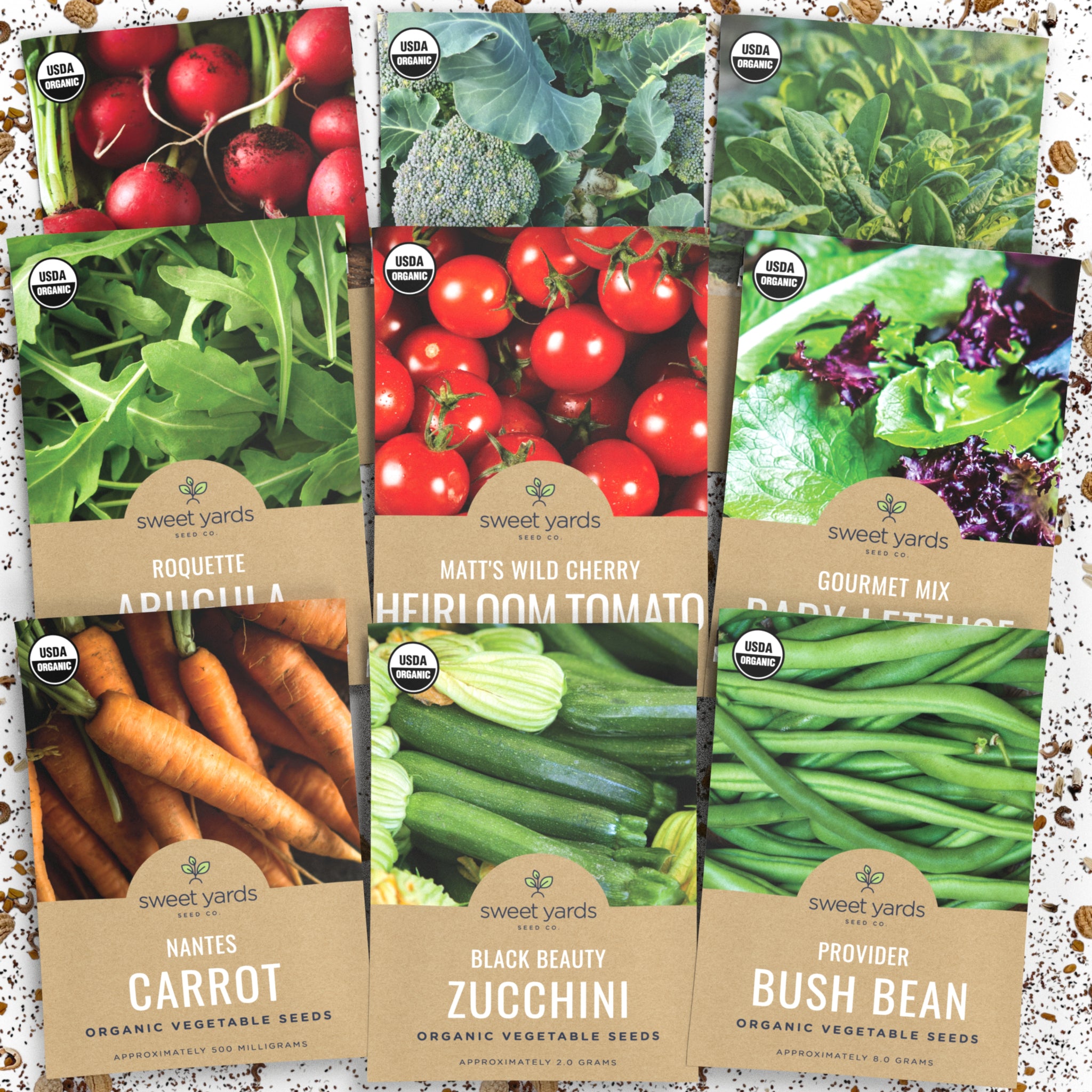 Organic Beginner's Vegetable Variety Pack - 9 Packets – Sweet Yards