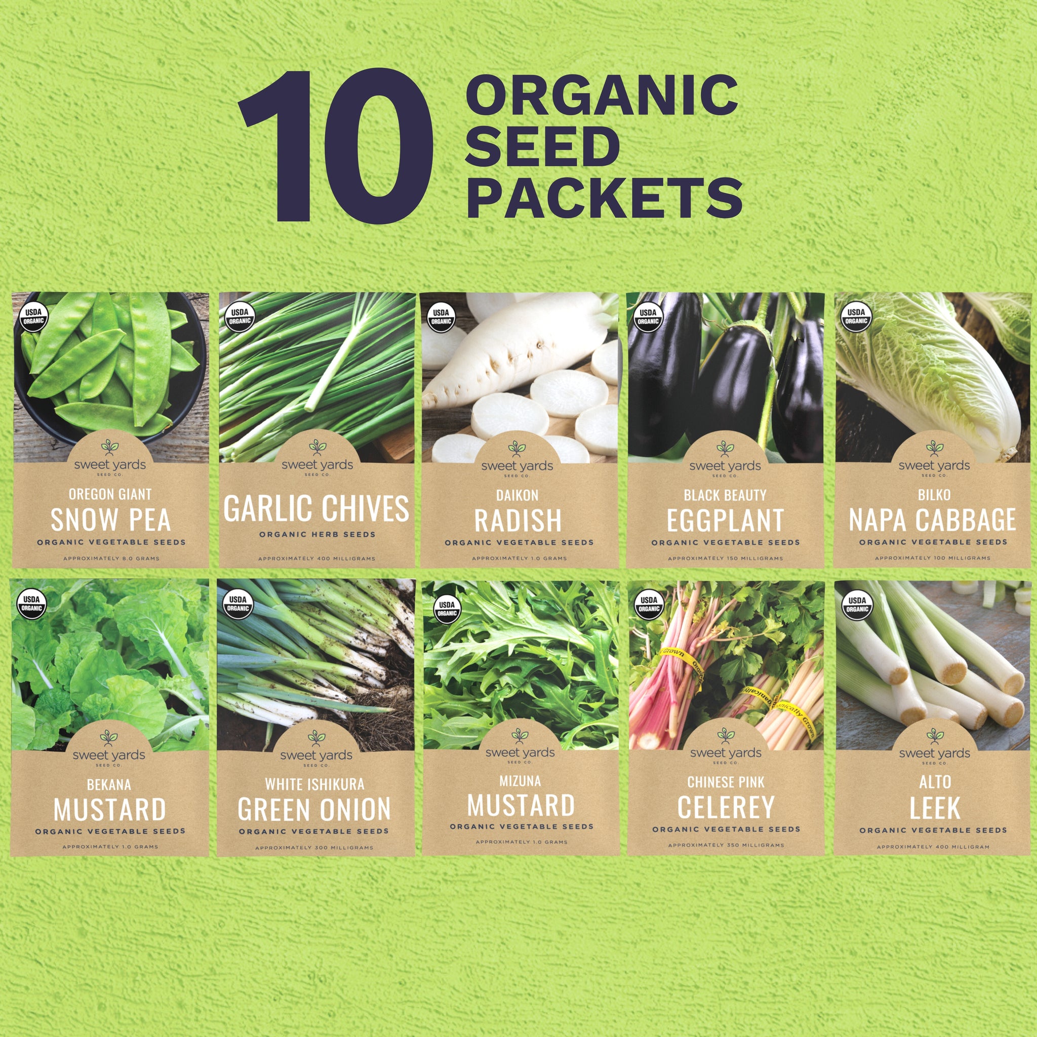 Organic Asian Vegetable Variety Pack - 10 Packets – Sweet Yards